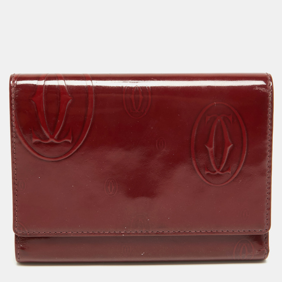 Cartier | Bags | Cartier Red Patent Leather Happy Birthday Trifold ...